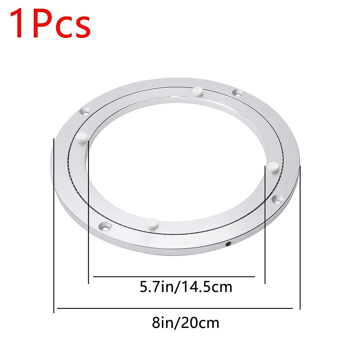 Geesatis Table Turntable Accessories 1 PCS Metal Lazy Susan Hardware Rotating Turntable Bearing Round Swivel Plate, Smooth Swivel Plate for Kitchen Base Turn Dining Table, Heavy Loads, Silver, 8 inch