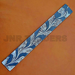 Damascus Steel Blank Billet Feather Patern Bar Stock for knife making Handmade Forged 12 Inches Jnr-2542