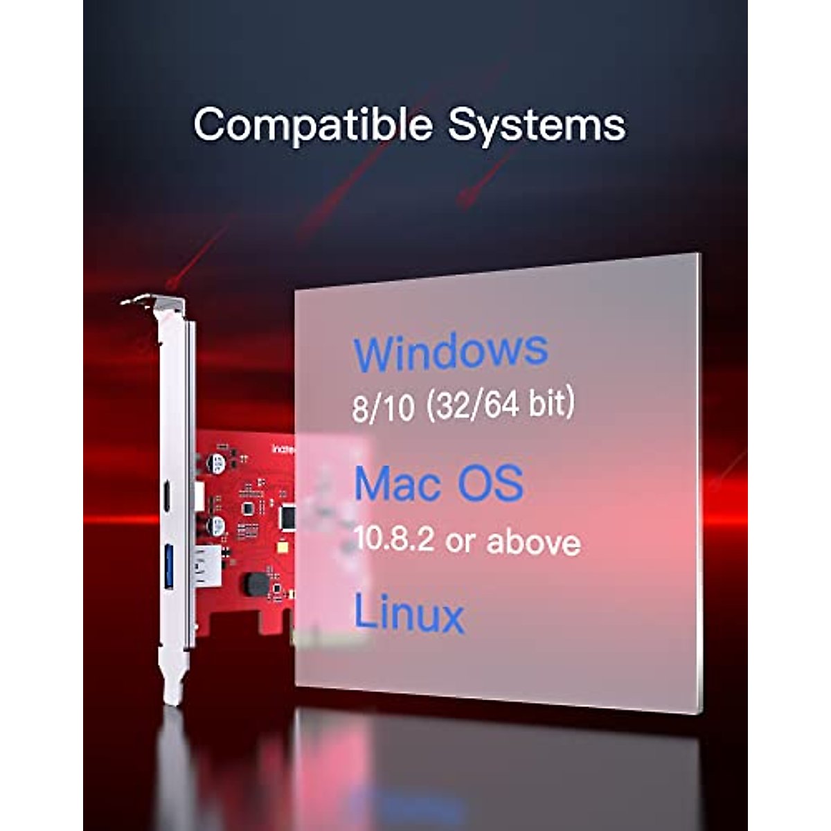 Inateck PCIe to USB 3.2 Gen 2 Card with 20 Gbps Bandwidth, USB A and USB C Ports, with Standard and Low Profile Brackets, RedComets U28