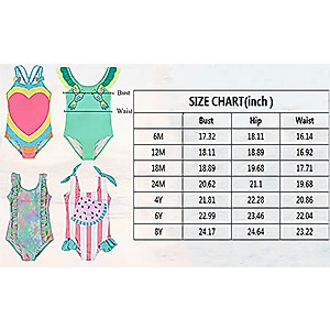 UONBOX Toddler Baby Girl Swimsuits One Piece Swimwear Cute Ruffled Bathing Suit Beachwear 6M-4T (24 Months, Pink Heart)