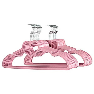 VOSAREA ABS Hangers, Non- Slip Clothes Hanger 20 Pack with Pink Color and Heart Pattern, Suitable for Coat, Shirt, Dress, Trousers, Tie