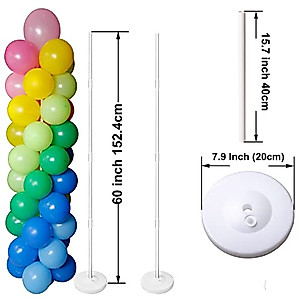SKOLOO Balloon Column Stand Kit for Floor, 5 Feet Balloon Column Kit, Set of 2, Balloon Tower Assembly Kit for Wedding Birthday Graduation Party Event Supplies Decoration