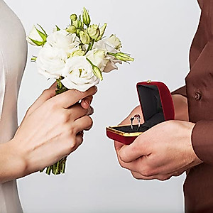 Bi Fang Velvet ring box Jewelry Gift Boxes for Thanksgiving,Birthday, Wedding Christmas Jewelry Showcase Displays, (Wine Red)