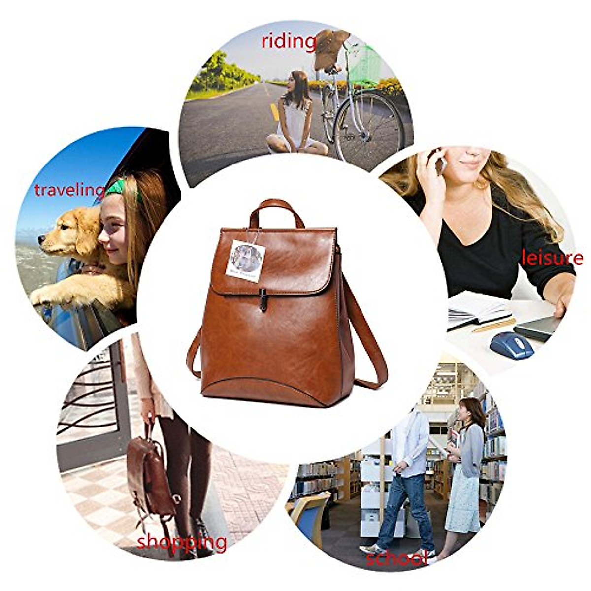 WINK KANGAROO Fashion Shoulder Bag Rucksack PU Leather Women Girls Ladies Backpack Travel bag (brown)