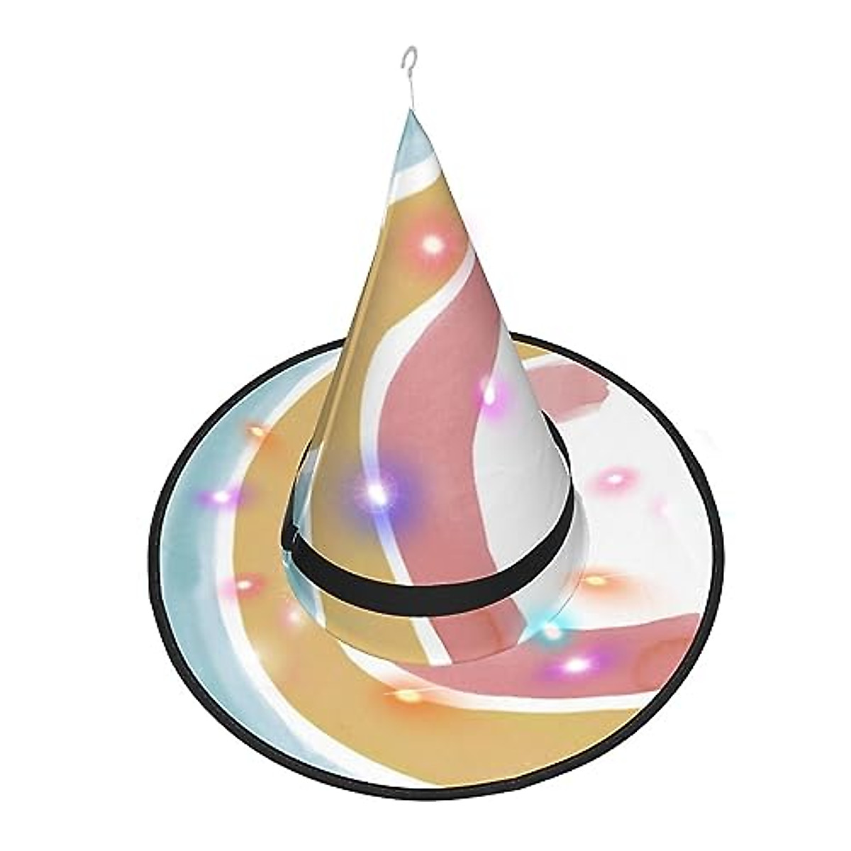 EVANEM Multicolor Rainbow 2 Pcs Halloween Witch Hats With Led Lights Halloween Decorations Hat For Women Glowing Witch Hat