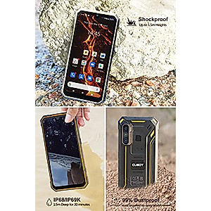 CUBOT Rugged Smartphone, King Kong Rugged Cell Phone, 4GB+64GB, 48MP Camera, Android 11 Phone, 6.1” HD+ Screen, 5000mAh Battery, 4G Dual SIM Phones, IP68 Waterproof Cell Phone, Face ID, Orange