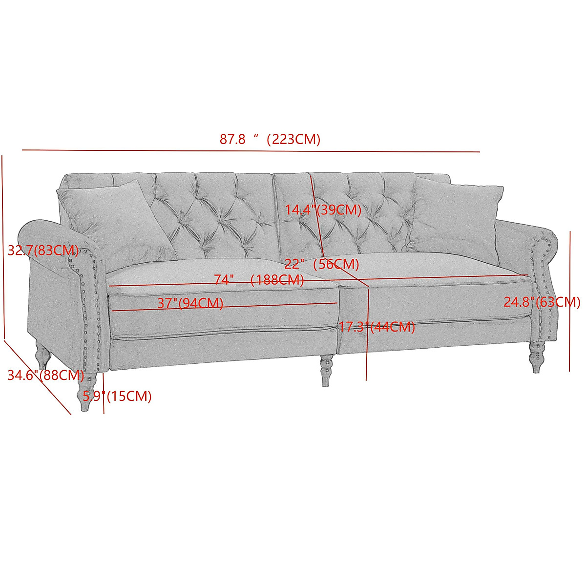 Legend Vansen Futon Sofa Bed,Sleeper Sofa,Mid-Century Modern Futon Couch,Convertible Sofa,Sofa Cama for Living Room and Bedroom