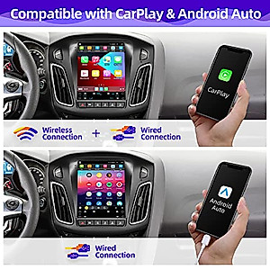 CGOGC Android10 Car Radio Compatible with Android Auto Wireless Carplay for Ford Focus 2012-2018 8core IPS Touchscreen Stereo FM/AM Bluetooth GPS Navigation Backup Camera Media Play Head Unit