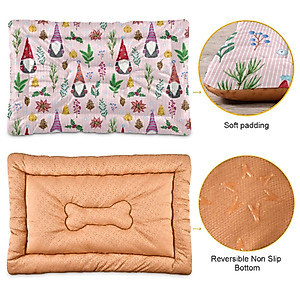 Coikll Christmas Gnomes Plants Pet Bed Pad Soft Dog Bed Mat with Anti-Slip Bottom, Machine Washable Crate Pad Mattress for Dog Sleeping- 36 * 24inches