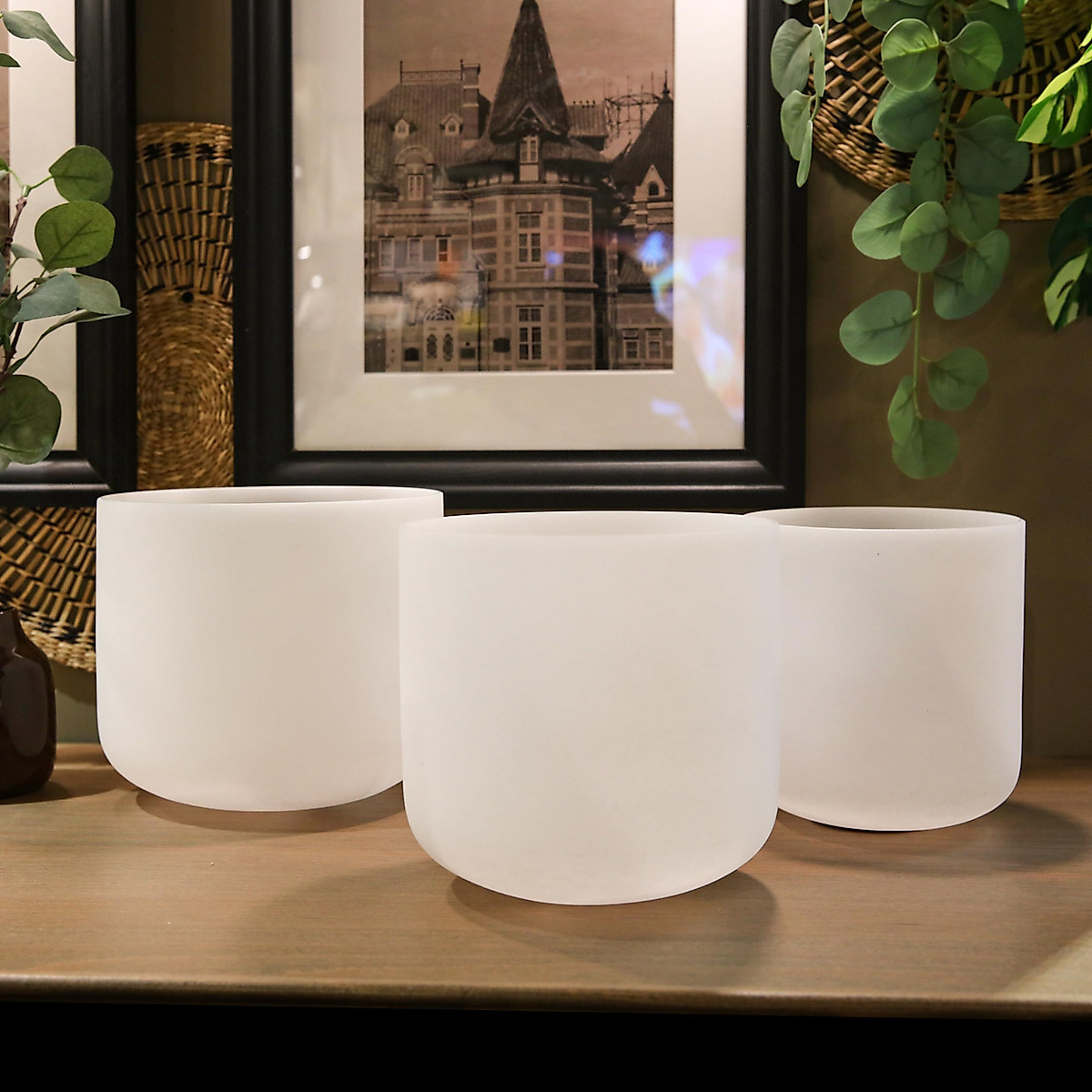 ALIOTH 9 inch E note Solar Plexus Chakra Crystal Singing Bowl with Sponge Packing Bag and Solid Suede Stick for Sound Healing Courses