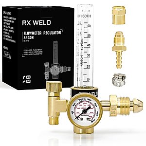 RX WELD Argon/CO2 Regulator, Mig Tig Flow Meter Gas Regulator Gauge Welding Weld