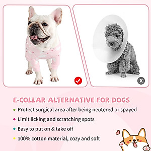 Pawcomon Dog Onesie for After Surgery Recovery Suit Pet Surgical Suit for Female Male Cone E-Collar Alternatives After Spay Abdominal Wounds Protector Dog Anti-Licking Onesie for Small Medium Dogs