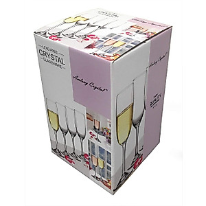 Amlong Crystal Lead-Free Champagne Flutes Glasses, Normal Stem, Set of 4