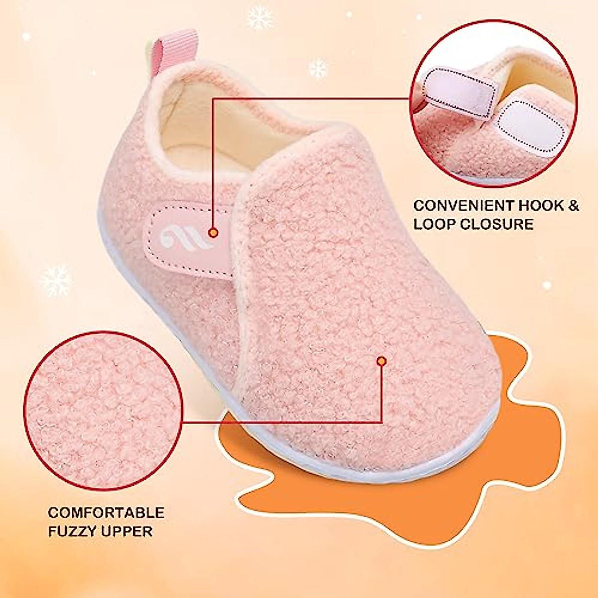 JIASUQI Baby Slippers Toddler Girls Slippers for Kids Girls Winter Shoes Lightweight Pink Size 5.5-6