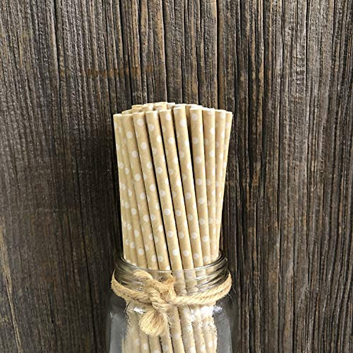 Kraft Brown Paper Straws - Polka Dot Drinking Straws - 7.75 Inches - 50 Pack Outside the Box Papers Brand