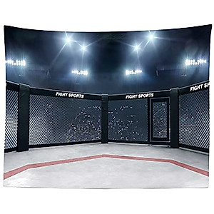 BELECO 7x5FT Fabric Boxing Backdrop Stadium Light 3D Boxing Arena Photo Backdrop Fight Sports Competition Boxing Ring Photography Background UFC Decor Baby Shower Birthday Party Boys Men Photo Props