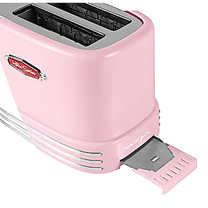 Nostalgia Retro Countertop Microwave Oven - Large 800-Watt - 0.9 cu ft - 12 Pre-Programmed Cooking Settings - Digital Clock - Kitchen Appliances - Pink & Retro Wide 2-Slice Toaster, Vintage Design