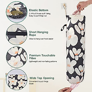 TOGETRUE Plastic Bag Holder, Wall Mount Floral Grocery Bag Holder, Reusable Shopping Bag Storage Holder Organizer for Kitchen Pantry (Basic Black)