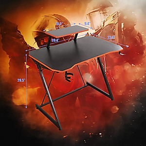 Excited Work Z-Shaped Multifunctional Gaming Desk, 40-inch Computer Desk, Home Desk Writing Desk, Personal Workstation with Headphone Stand and Cup Holder