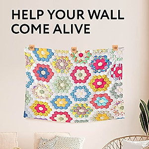 [6 Pack] Quilt Wall Hangers to Showcase Your Work – Extra Wide Strong Grip Tapestry Hangers for Walls – Easy to Install Quilt Hanger Clips with Hardware Included – Stylish Wooden Tapestry Hanger