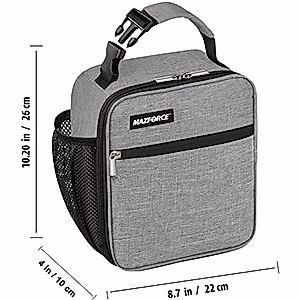 MAZFORCE Original Lunch Box Insulated Lunch Bag - Food Safe Durable Lunchbox for Men - BPA Free Small Reusable Lunch Bags for Adults, Teens, Boys, Women (Gray)