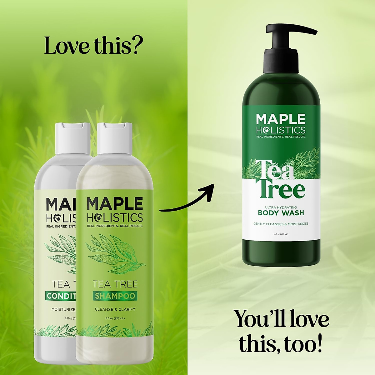 Tea Tree Shampoo and Conditioner Set - Sulfate Free Clarifying Shampoo and Conditioner for Oily Hair & Scalp Care with Australian Tea Tree Oil - Complete Dry Scalp Treatment for Build Up (8 Fl Oz)