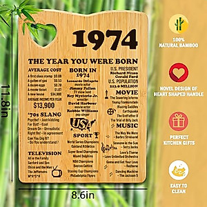 BackURyear 50th Birthday Gifts for Women Men, 50th Birthday Presents for Her Him, 50 Years Old Birthday Decorations, Born in 1974- Turning Fifty, 50th Birthday Cutting Board Gifts