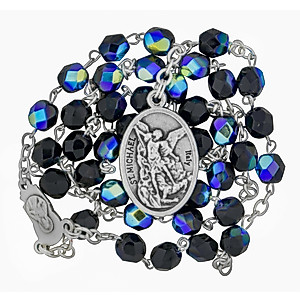 Venerare Saint Michael Chaplet with Crystal Beads and Prayer Card