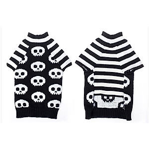 NACOCO Pet Sweaters Skeleton Sweater The Cat Dog Clothes Pet Clothing Little Puppy Dog Sweaters (Small) Black