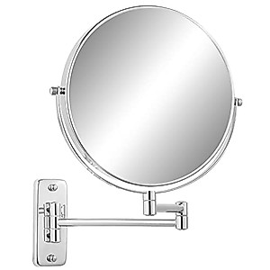 FFowcye 9" Magnifying Wall Mount Makeup Vanity Mirror,1x/7x Double-Side Makeup Mirror with Magnification,Swivel Extendable Shaving Face Mirror for Bathroom, Wall Mirror for Chrome…