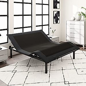 Allewie King Adjustable Bed Base Frame with New Generation Motor, Wireless Remote, Head and Foot Incline, Intelligent Sleep Aid, Zero-Gravity, High Weight Capacity, Easy Self-Assembly, Basic