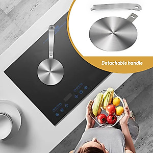 Induction Plate Adapter for Glass Cooktop Heat Diffuser for Electric Gas Glass Stove with Detachable Handle, 5.5 Inches