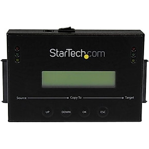 StarTech.com 1:1 Standalone Hard Drive Duplicator & Eraser, SATA HDD / SSD Disk Cloner / Copier / Wiper / Sanitizer, Cloning / Recovery Tool, LCD Display, TAA Compliant, OS Independent (SATDUP11)