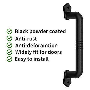 skysen Sliding Barn Door Handle Pull Black for Sliding Barn Door,Gate 9'' Black(607)