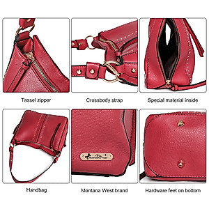Montana West Tote Bag for Women Hobo Purses Leather Handbags Satchel Bags Red MWC-1001S-3RD