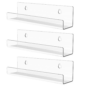 hautllaif Vinyl Record Display Set,3 Pack Transparent Vinyl Record Shelf Wall Mount and Protective Sleeve Covers,8in Acrylic Record Album Holder Shelves and Clear Album