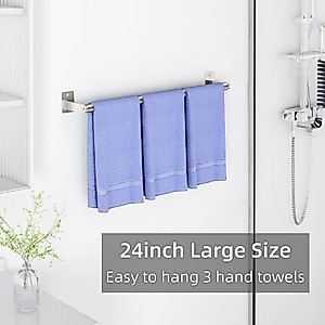 Bathroom Towel Bar, 24 Inch Towel Racks for Bathroom Wall Mounted, Heavy Duty Bath Hand Towel Holder Organizer, Modern Home Decor Towel Rod Bathroom Hardware Accessories, Brushed Silver