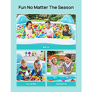 Inflatable Swimming Pool, EVAJOY Inflatable Pool for Kids, Adults, Family-Sized Above Ground Swimming Pool with 4 Seats, 4 Backrests, Cup Holders, for Backyard, Garden, Outdoors, 200 gal