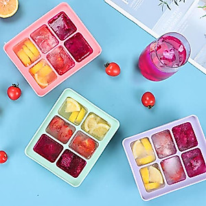 STARBRILLIANT Ice Cube Tray, Easy-Release Silicone Large Ice Moulds with Removeable LidsPerfect for Chilled DrinksFreezer, Baby Food, Whiskey and Cocktail, LFGB Certified (Set of 3(18 ice cubes))