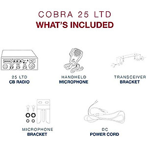 Cobra 25LTD Professional CB Radio - Emergency Radio, Travel Essentials, Instant Channel 9, 4 Watt Output, Full 40 Channels, 9 Foot Cord, 4 Pin Connector
