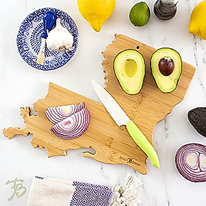 Totally Bamboo Destination Louisiana State Shaped Serving and Cutting Board, Includes Hang Tie for Wall Display