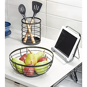 iDesign Wire Utensil Holder for Kitchen Counter, The Austin Collection - 6" x 6" x 7", Matte Black