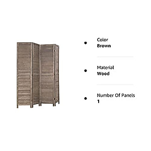 4 Panel Wood Room Divider 5.75 Ft Tall Privacy Wall Divider 68.9" x 15.75" Each Panel Folding Wood Screen for Home Office Bedroom Restaurant （Brown）