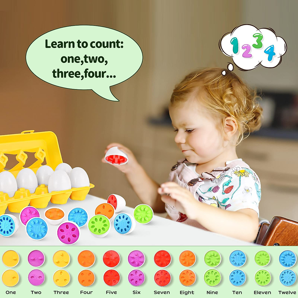 CPSYUB Toddler Toys, Easter Eggs Sensory Early Learning Fine Motor Skills Toys for 1, 2, 3, 4 Year Old Girls Boys