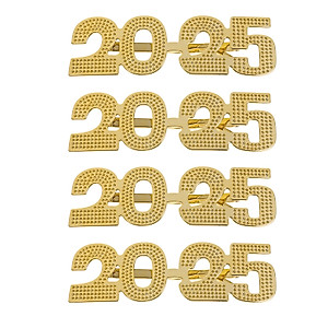 LUOZZY 4 Pcs 2025 New Years Eve Glasses 2025 Graduation Glasses New Year Photo Booth Props (Gold)