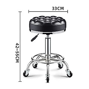 Rolling Stool with Wheels 400lbs Weight Capacity,360 Swivel Heavy Duty Esthetician Stool Adjustable for Tatoo Lab Massage Salon Spa Drafting Nail Teach Black