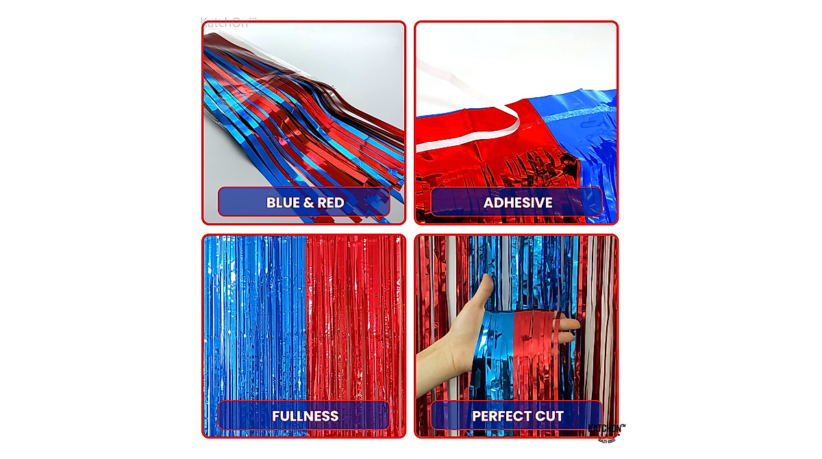 KatchOn Red and Blue Streamers Pack - Large Carnival Party Decor