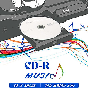 PioData CD-R 52X 700MB Logo Top Recordable Media - 100 Disc Cake Box Spindle Blank CDs for Burning Music Bulk Writable CD Discs 100pk