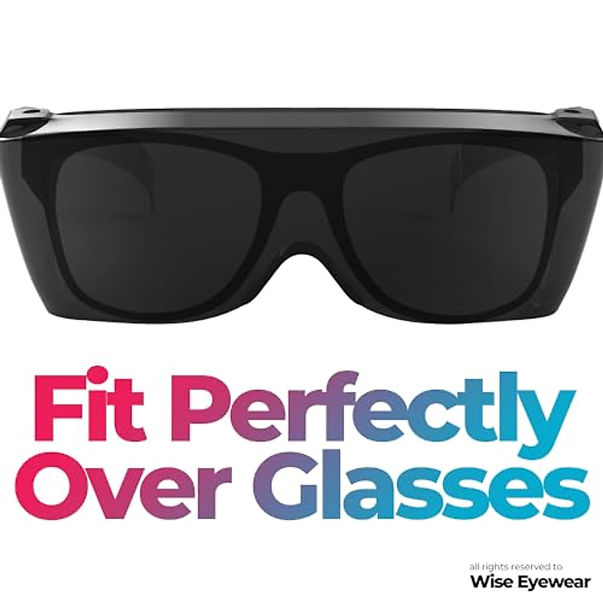 Wise Eyewear Cover-Ups Black Fit Over Sunglasses - Wrap Around Sunglasses - People Who Wear Prescription Glasses in the Sun (Black)