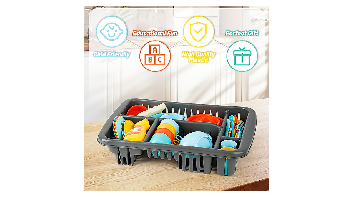 deAO 41PCS Kids Play Dishes Kitchen Set for Children | Durable & Fun